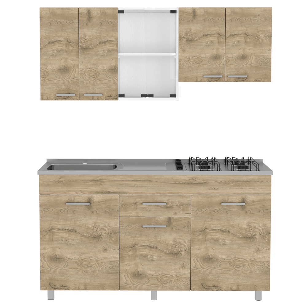 Cocina Integral Sicilia Macadamia y Blanco con Mesón Izquierdo ...